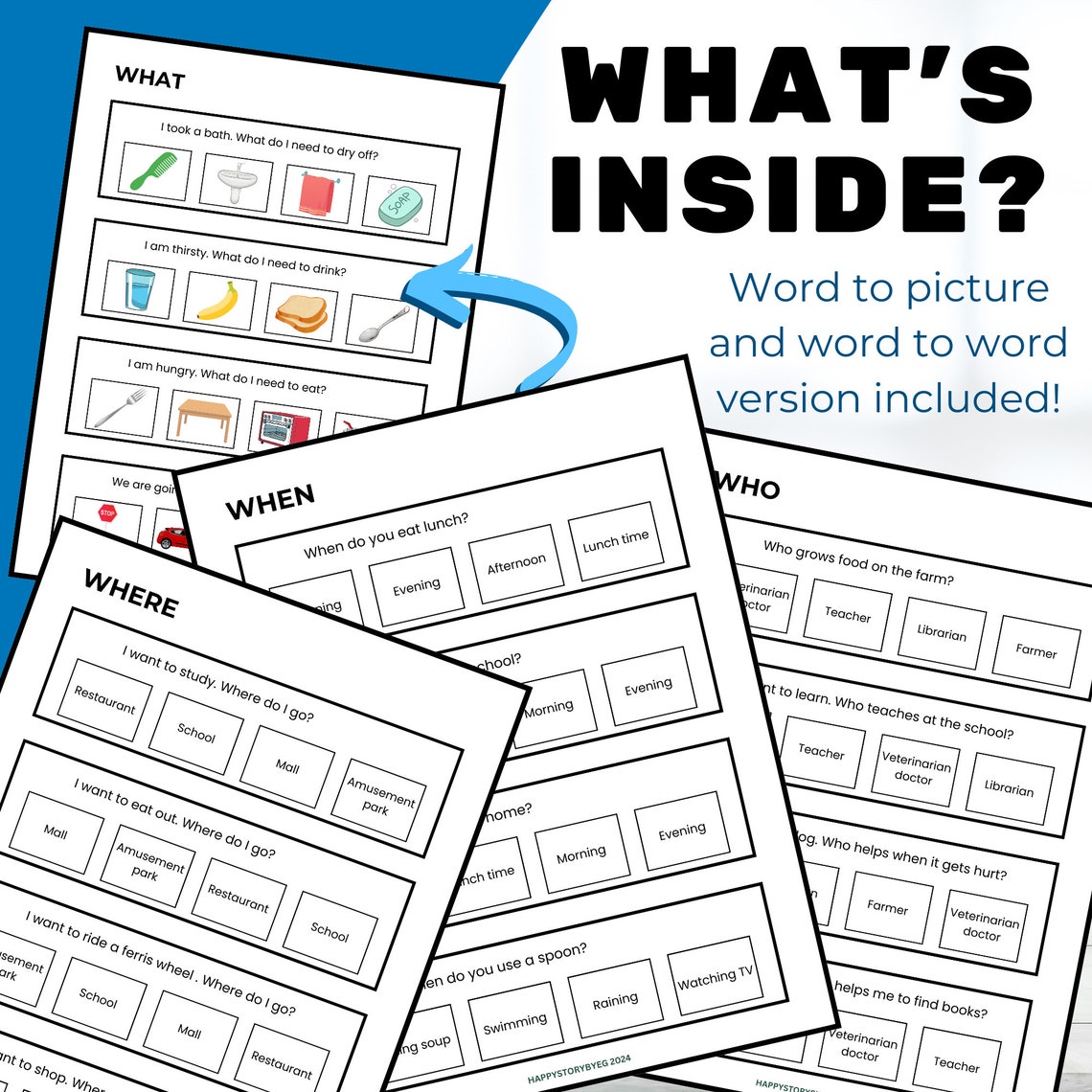 Verbal Behavior ABA 80 WH Questions Task Cards for Intraverbal and LR ...