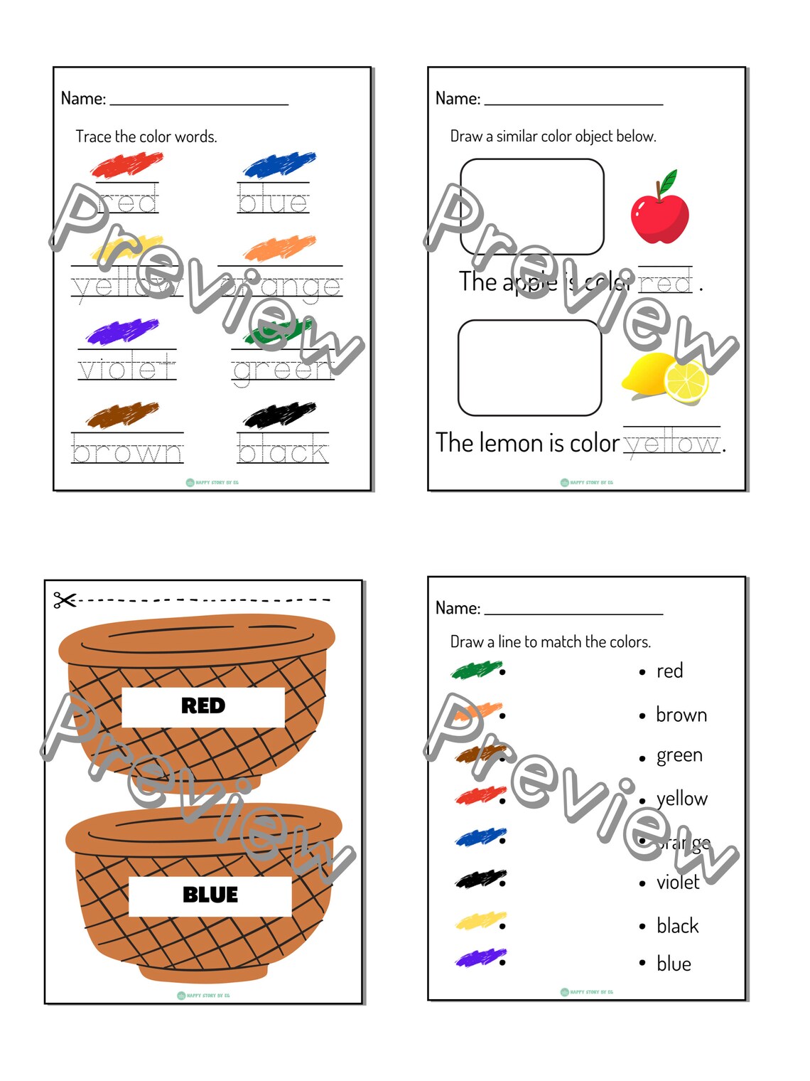 Identify Color Words | Color Worksheets | Preschool Color Activity ...