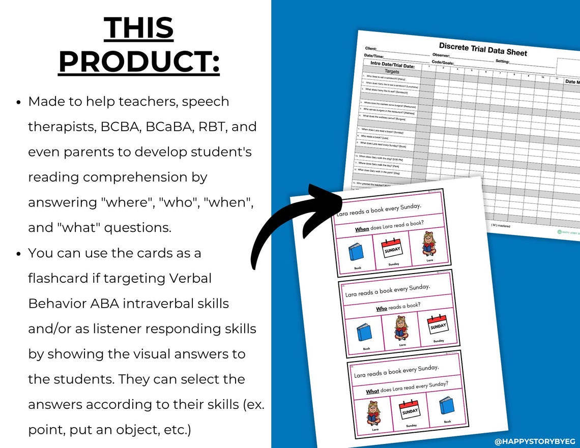 WH Questions Reading Comprehension 15 Sentences 45 Questions Who Where ...