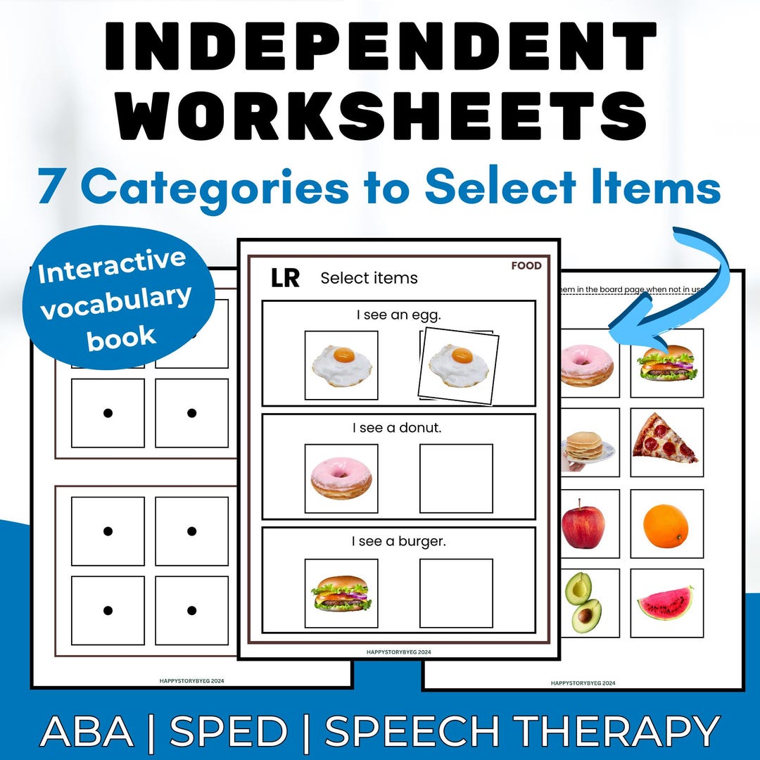 Vocabulary Worksheet Book for Autism Special Education, Speech Therapy ...
