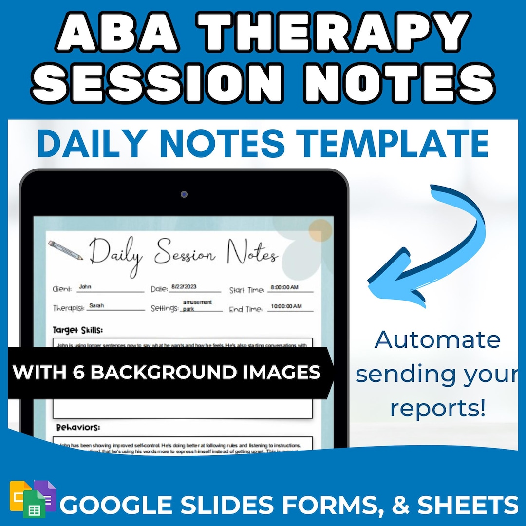 RBT Session Notes Form ABA Session Notes Behavior Therapy Session Notes ...