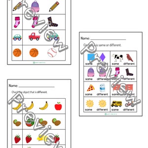 Printable Same or Different Activity Worksheets Activities for Special ...