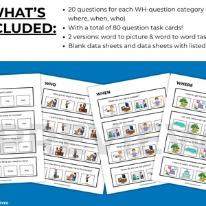 Verbal Behavior ABA 80 WH Questions Task Cards for Intraverbal and LR ...