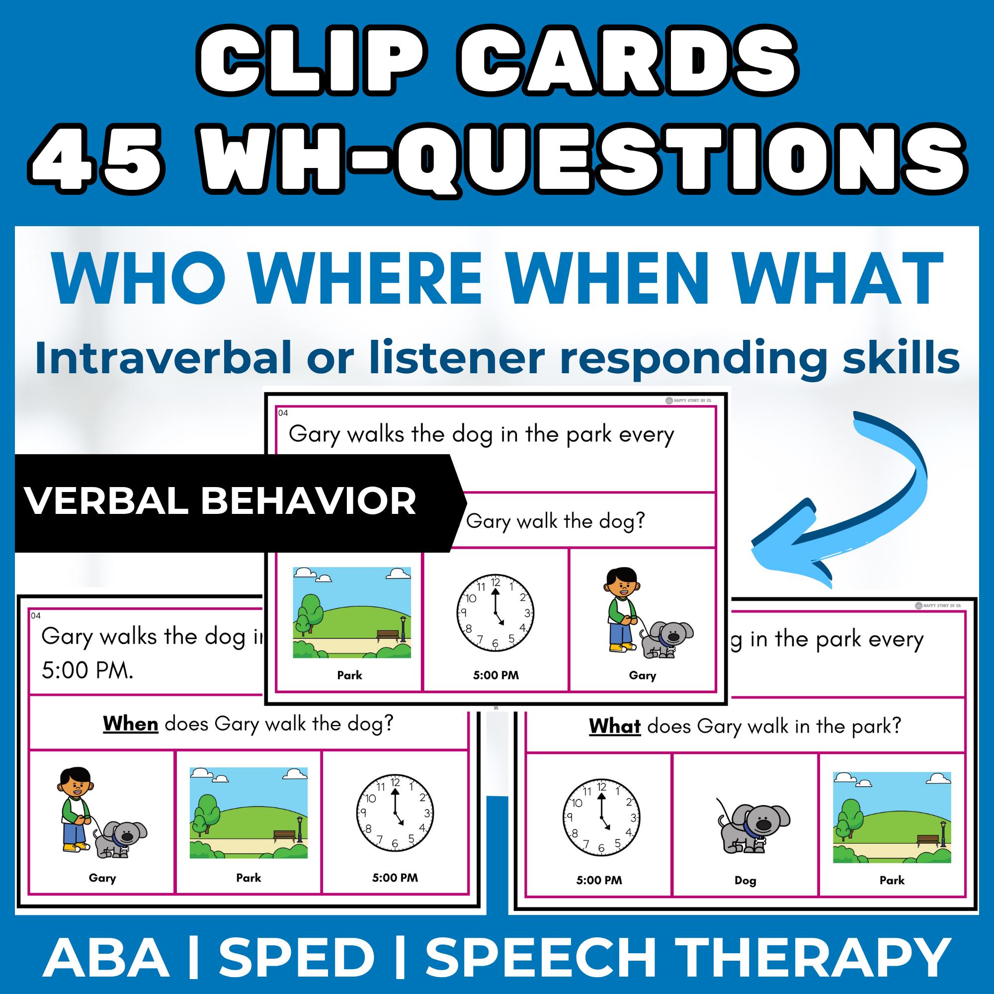 WH Questions Reading Comprehension 15 Sentences 45 Questions Who Where ...