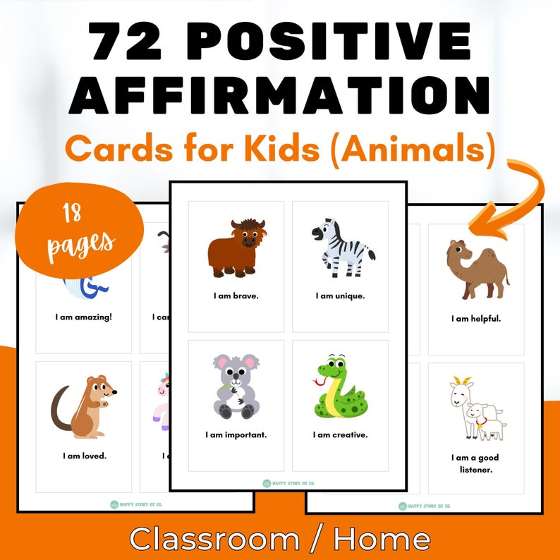 72 Printable Positive Affirmation Cards for Kids Motivational Posters ...