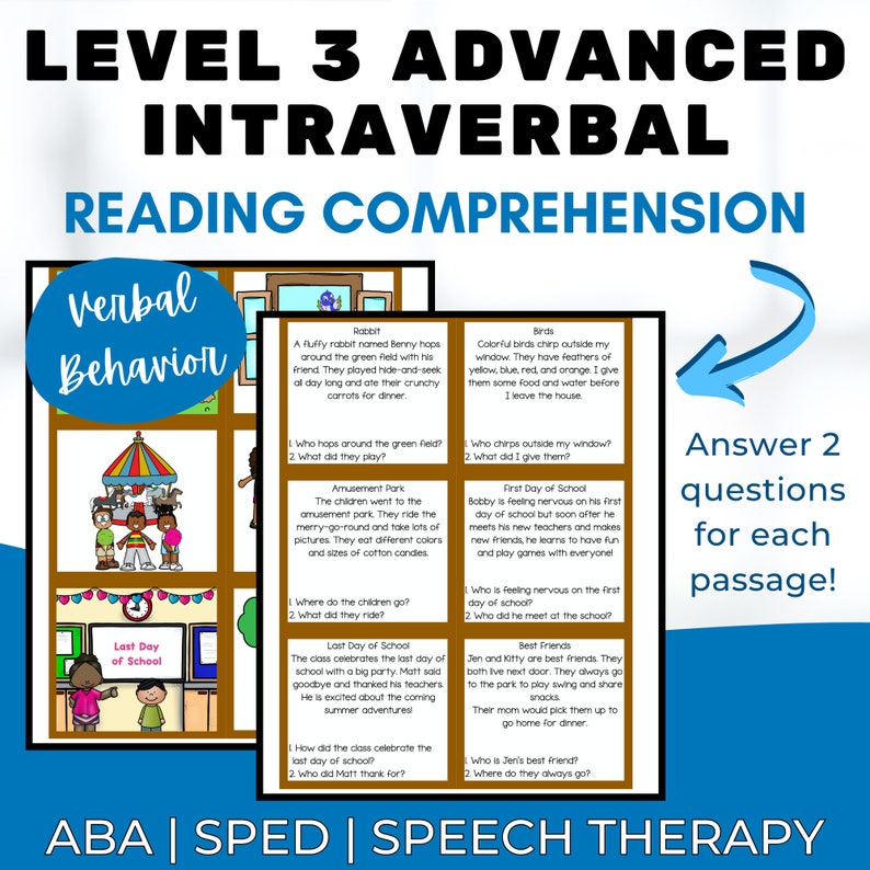 ABA Verbal Behavior Advanced Intraverbal Assessment Level 3 | READING ...