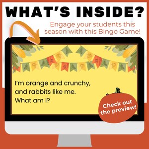 Fall Thanksgiving Dinner Meal Bingo Game With Riddle Questions ...