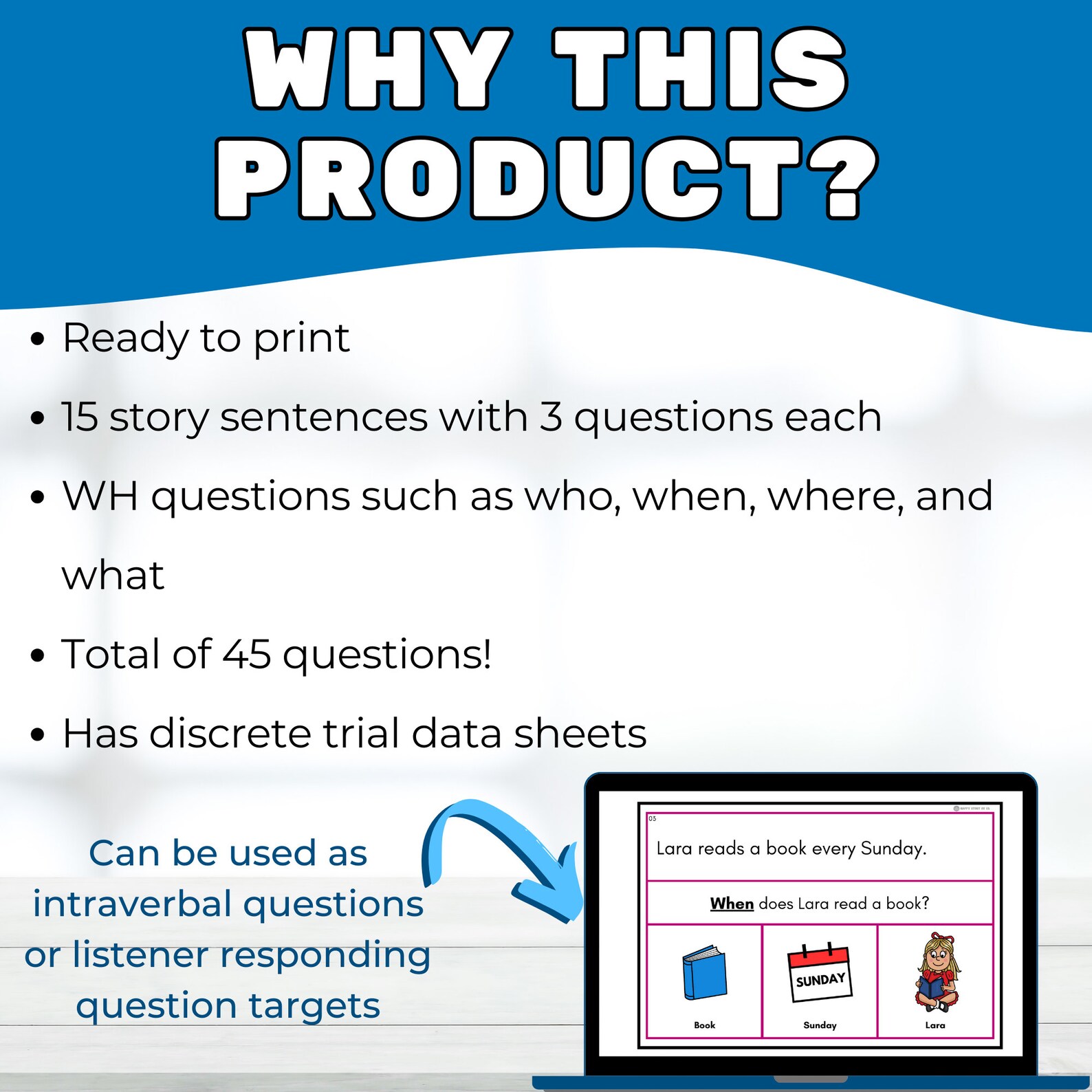 WH Questions Reading Comprehension 15 Sentences 45 Questions Who Where ...