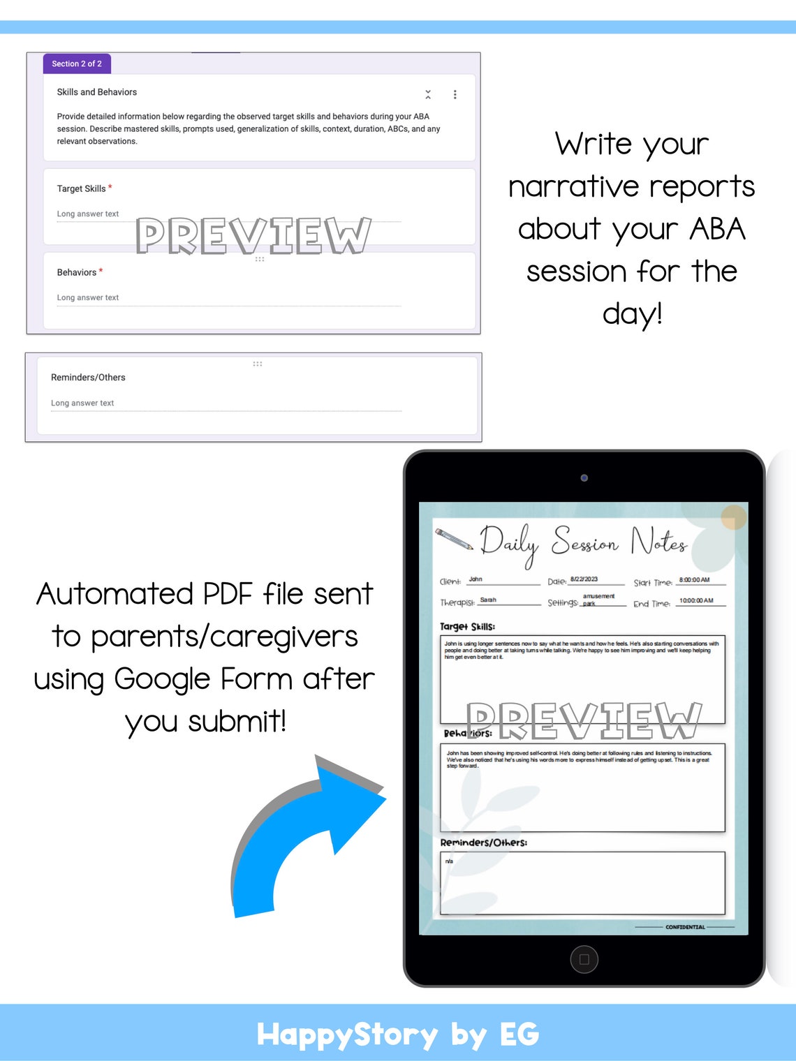 RBT Session Notes Form ABA Session Notes Behavior Therapy Session Notes ...