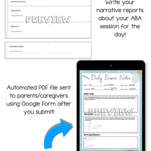RBT Session Notes Form ABA Session Notes Behavior Therapy Session Notes ...