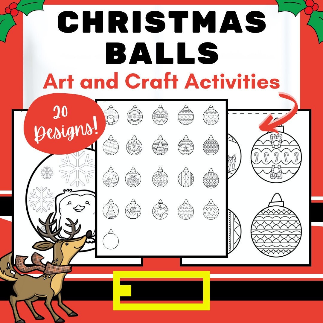 Printable Christmas Balls Coloring Pages Xmas Ornament - Etsy