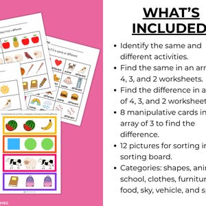Printable Same or Different Activity Worksheets Activities for Special ...