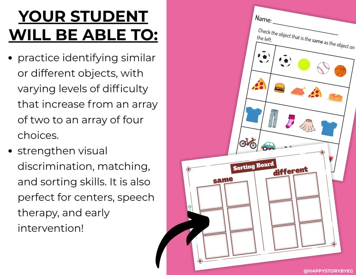Printable Same or Different Activity Worksheets Activities for Special ...
