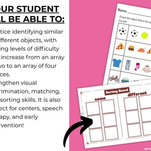 Printable Same or Different Activity Worksheets Activities for Special ...