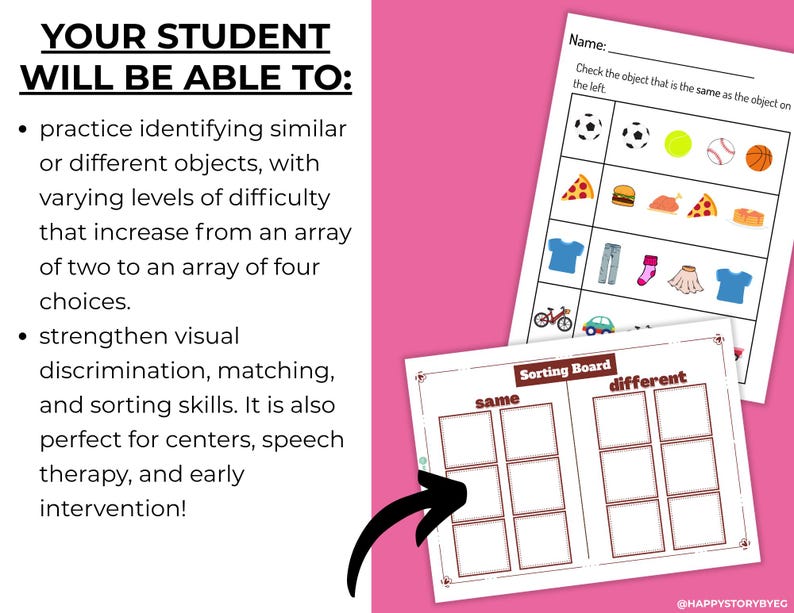Printable Same or Different Activity Worksheets Activities for Special ...