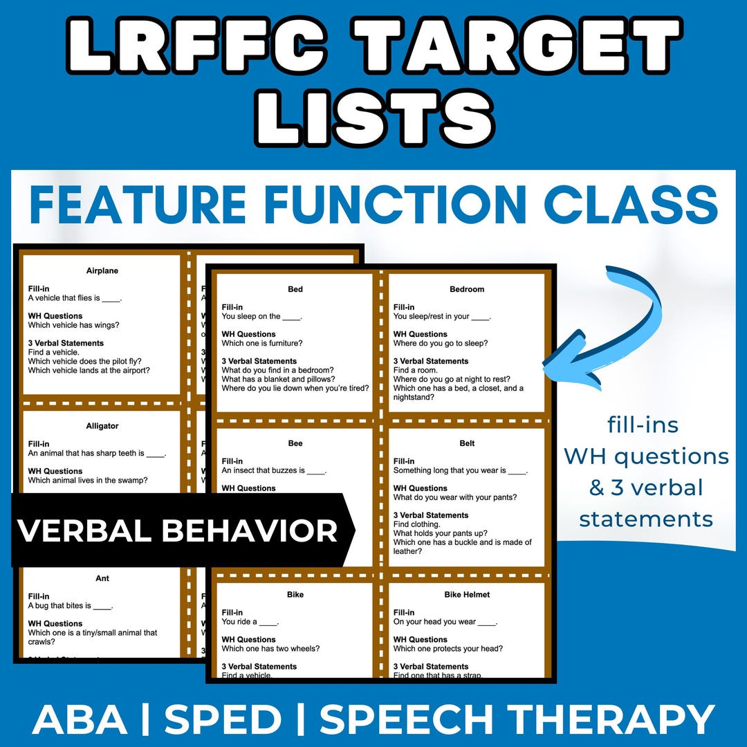 LRFFC Fill-ins WH Questions 3 Verbal Statements Verbal Behavior Aba ...