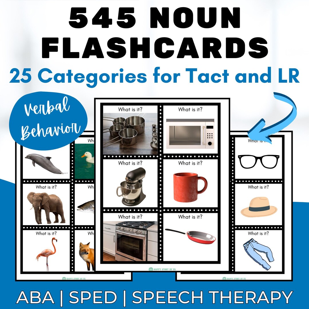ABA Therapy Materials ABA Behavior 545 Tacting Noun Flashcards ...