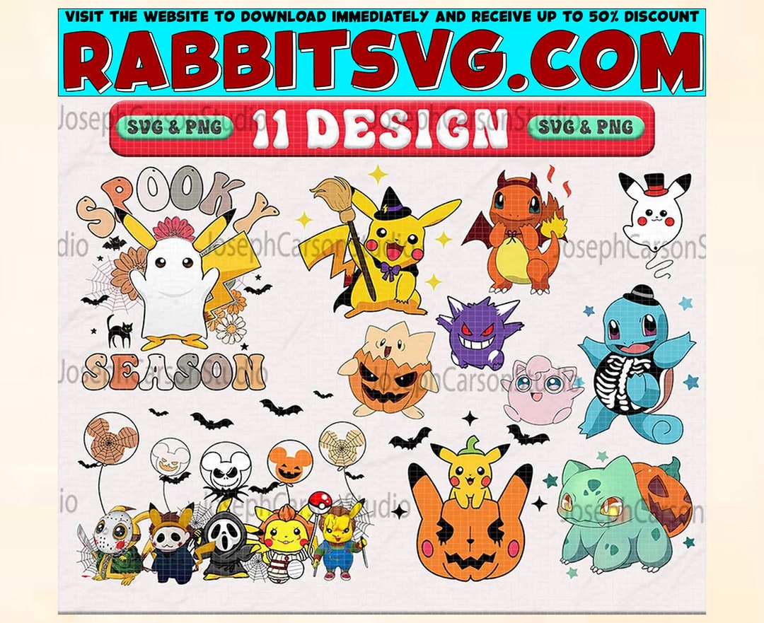 Horror Pikachu Halloween Halloween Pikachu Svg Png Dxf - Etsy