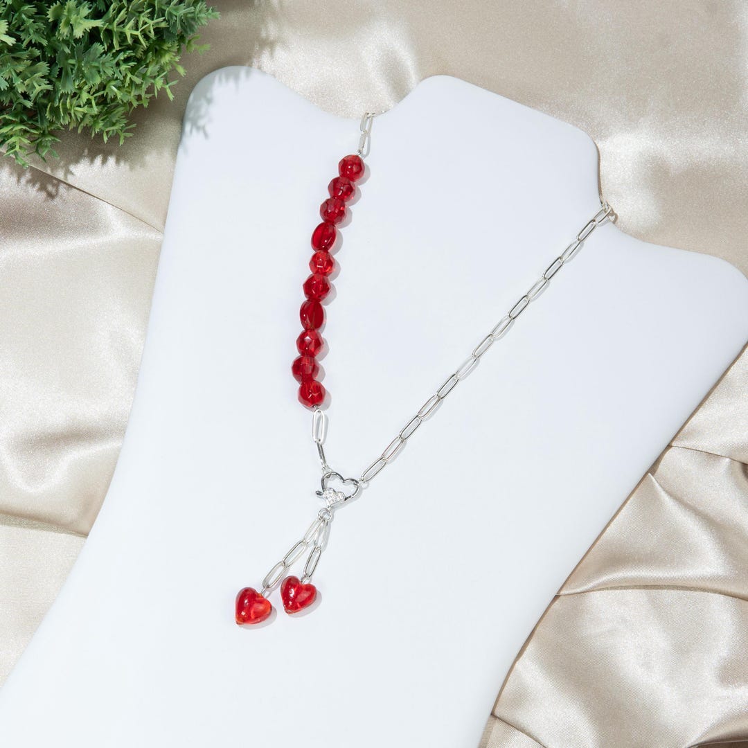 Red Cherry Crystal Necklace - Etsy