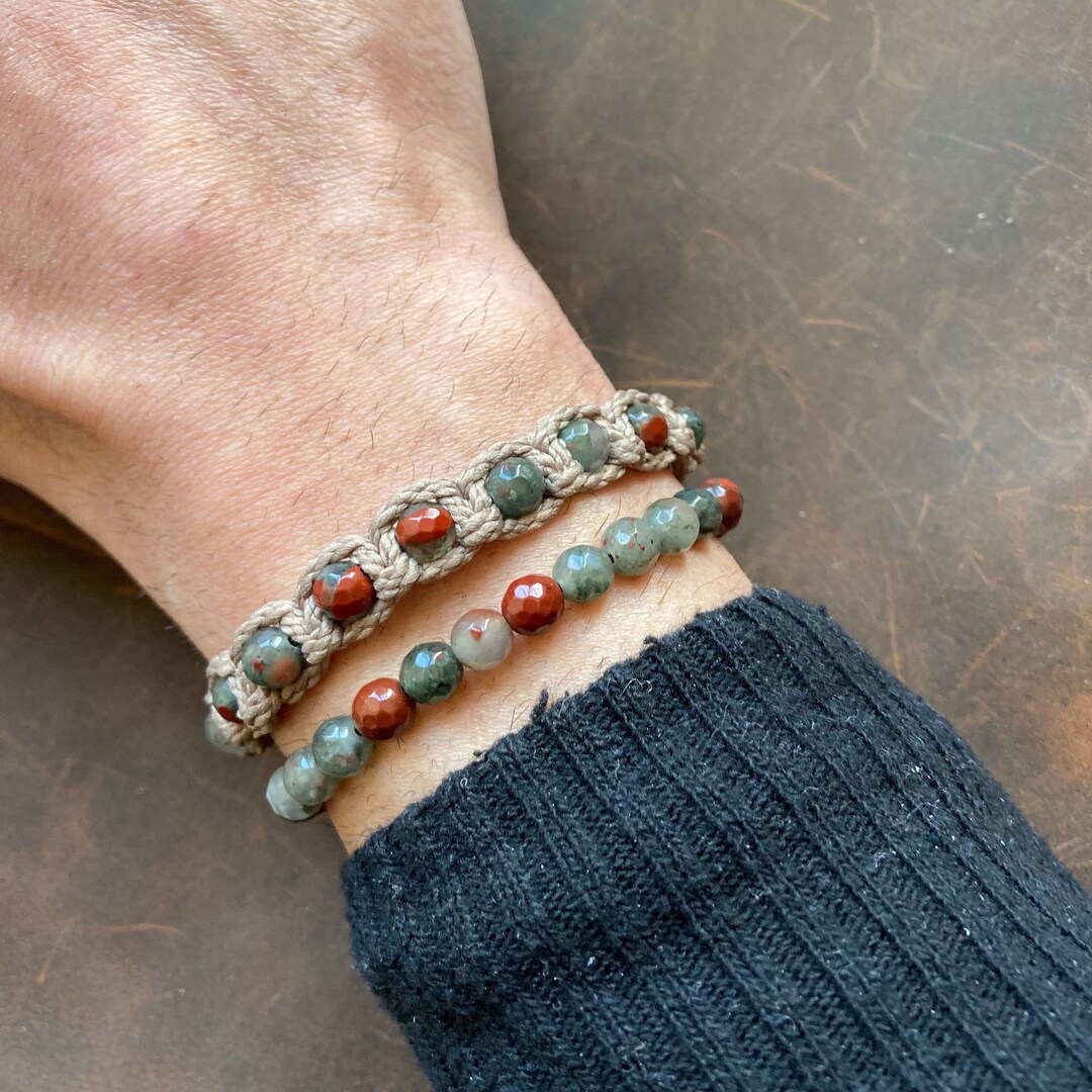 Unisex Bloodstone Bracelet, Healing Gemstone Bracelets for Men and ...