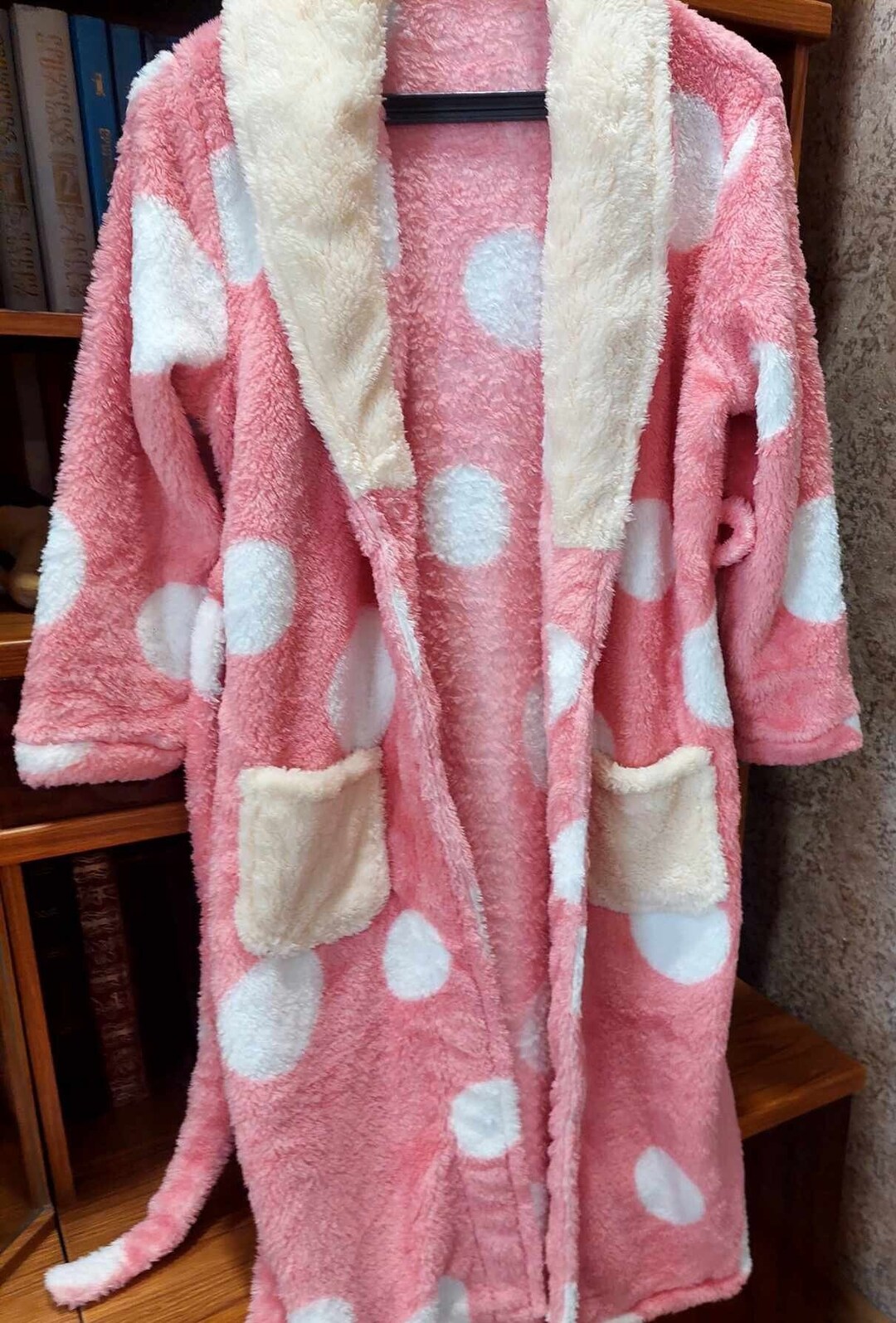 Super Soft Warm Pink White Hearts Robe For Women Cozy Thick Etsy