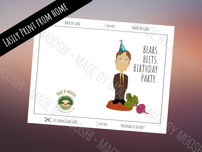Printable the Office Dwight Schrute Bears Beets Happy Birthday Party ...