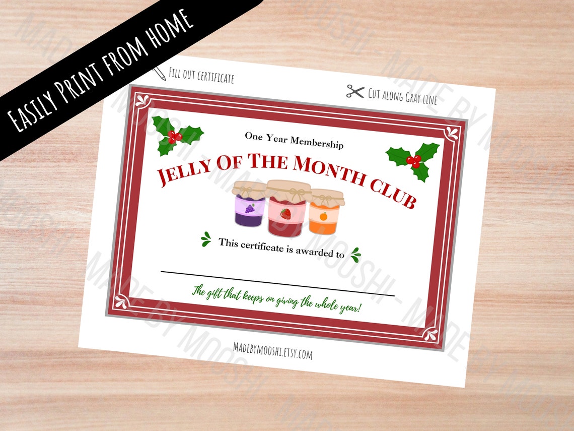 Printable Jelly of the Month Club Certificate, Funny Christmas Vacation ...