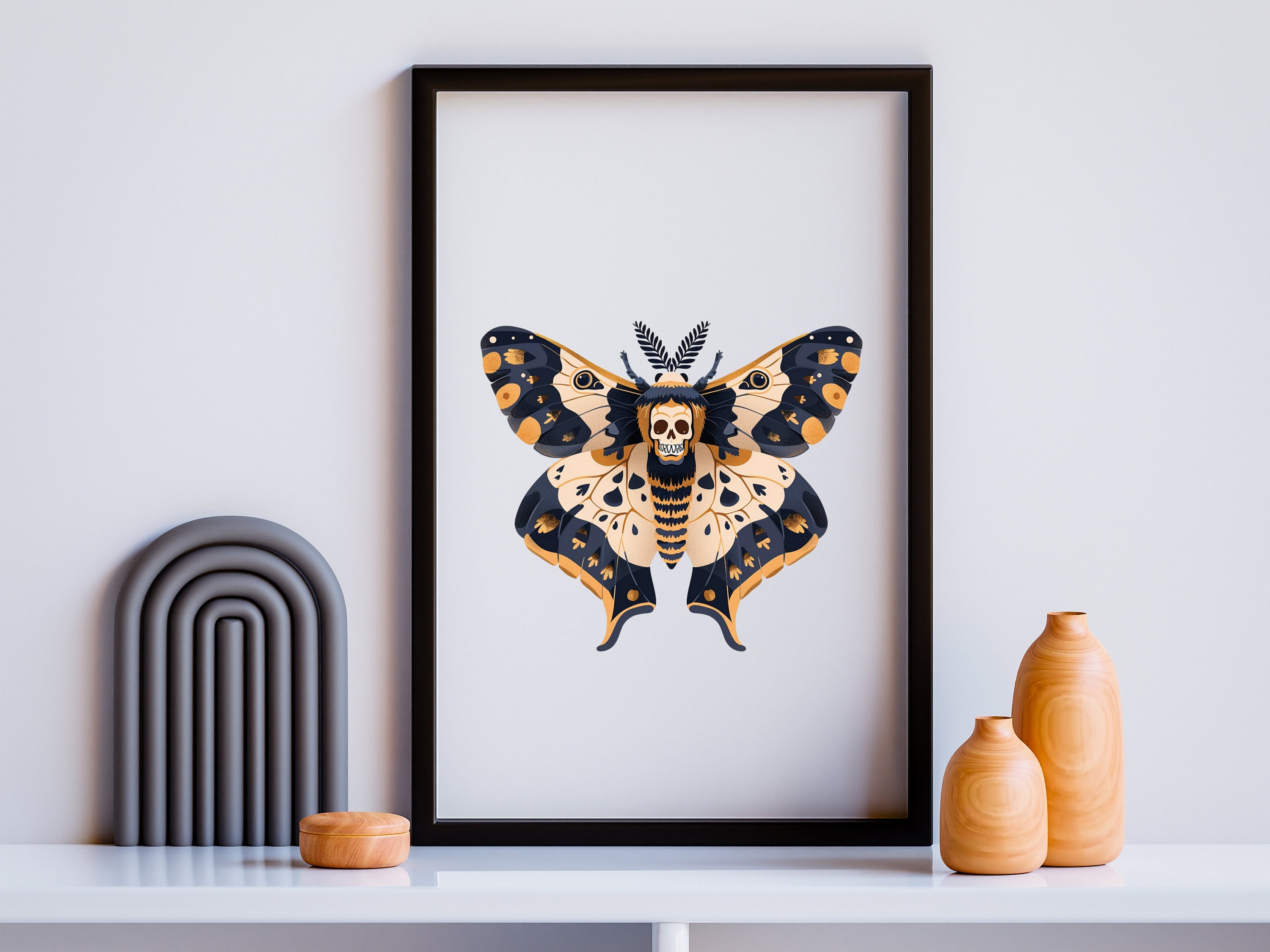 Skull Moths Bundle Clipart, Death's Head Hawk Moth Insect Graphics ...