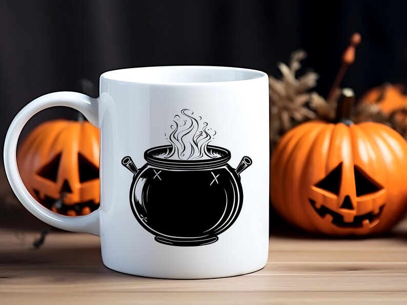 Witch's Cauldron Clipart, Simple Black Silhouette Bubbling Brewing Pot ...