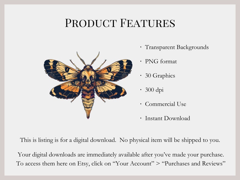 Skull Moths Bundle Clipart, Death's Head Hawk Moth Insect Graphics ...