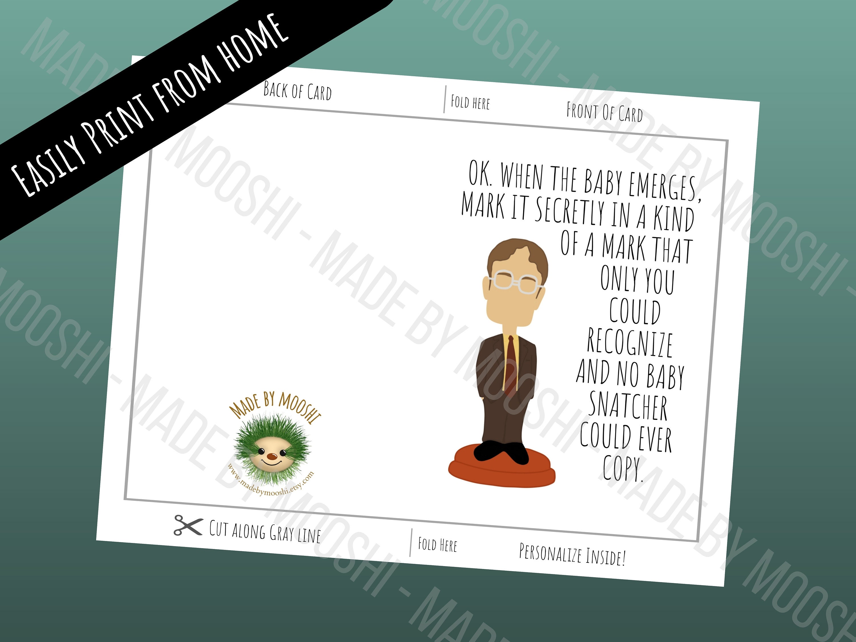 Printable the Office Dwight's Pregnancy Announcement Card, Funny Baby ...