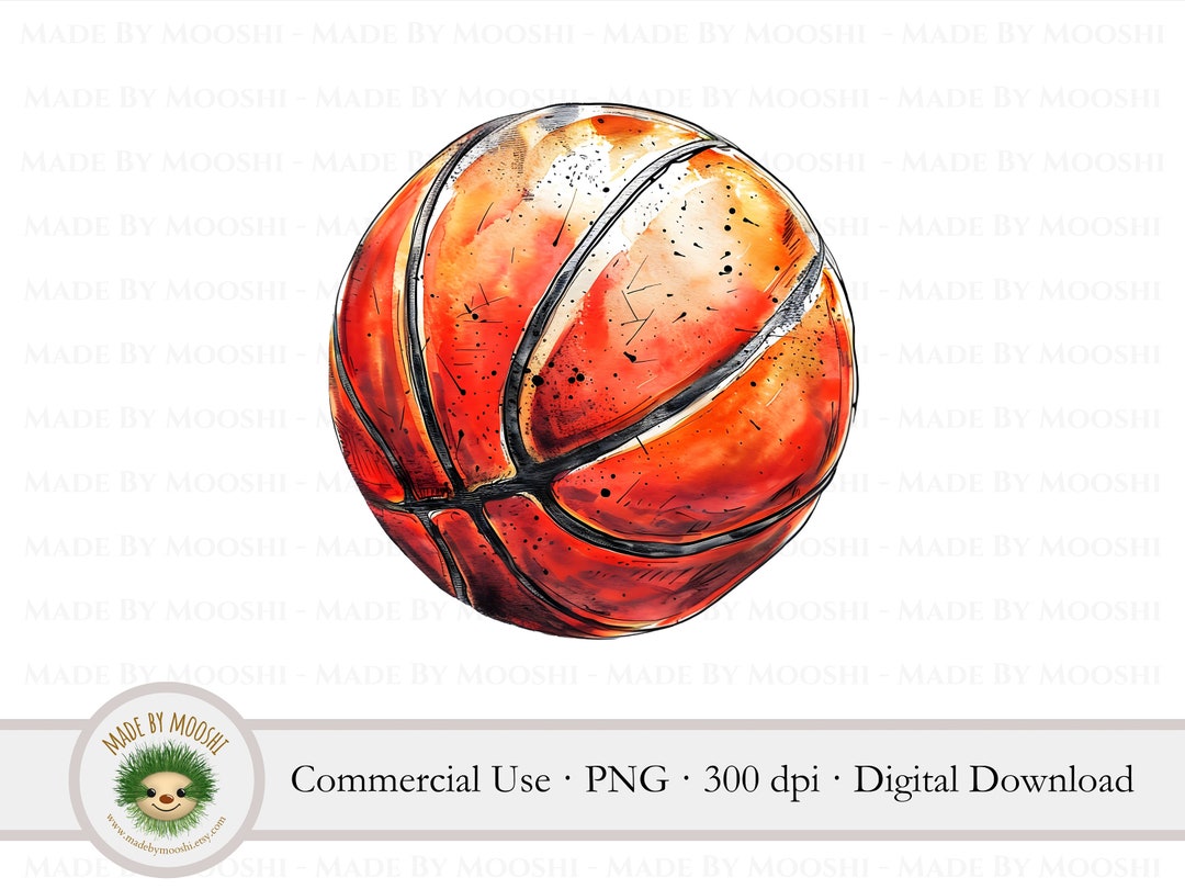 Basketball Clipart, Watercolor Basketball Game Sublimation Graphic ...