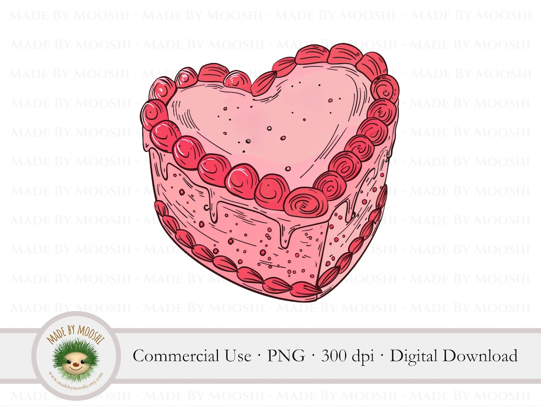 Pink Heart Shape Cake Clipart, Valentine's Heart Cake Sublimation ...