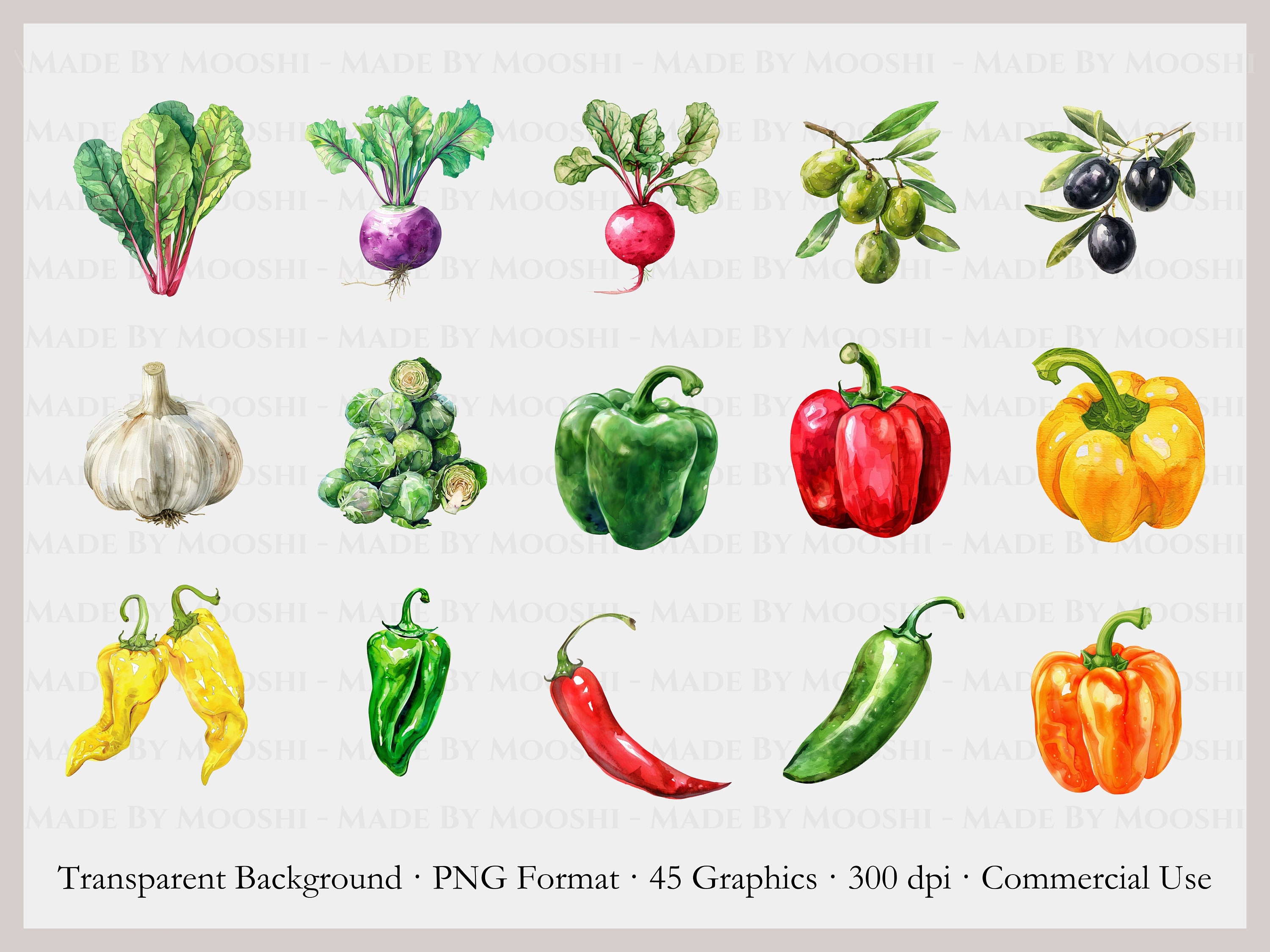 Vegetables Watercolor Clipart Bundle, Assorted Garden Vegetable Fruit ...
