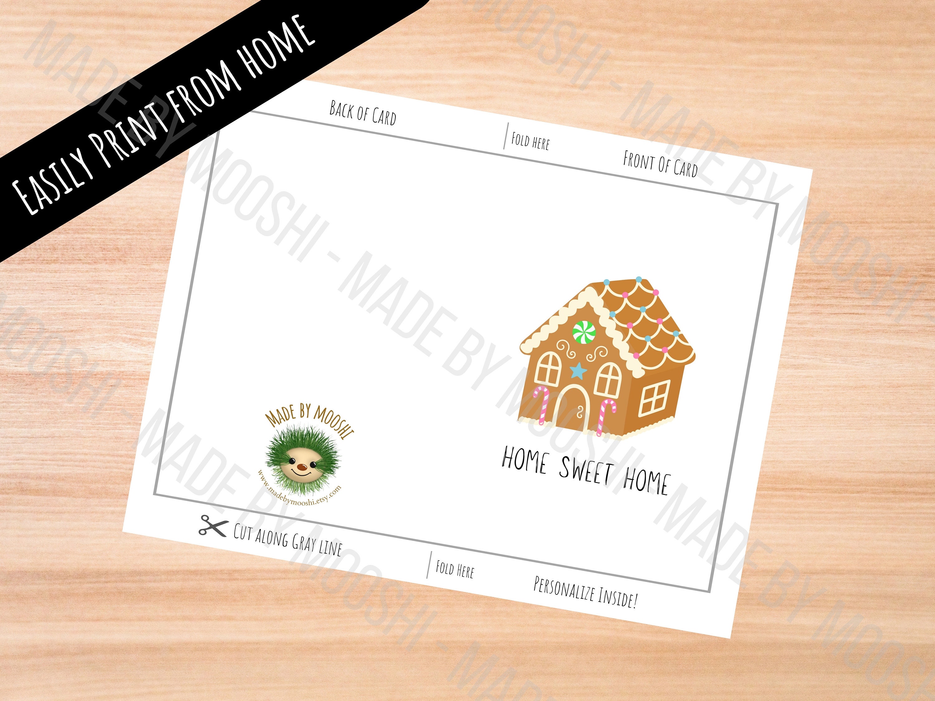 Printable Home Sweet Home Greeting Card, House Warming Gift Home Coming ...