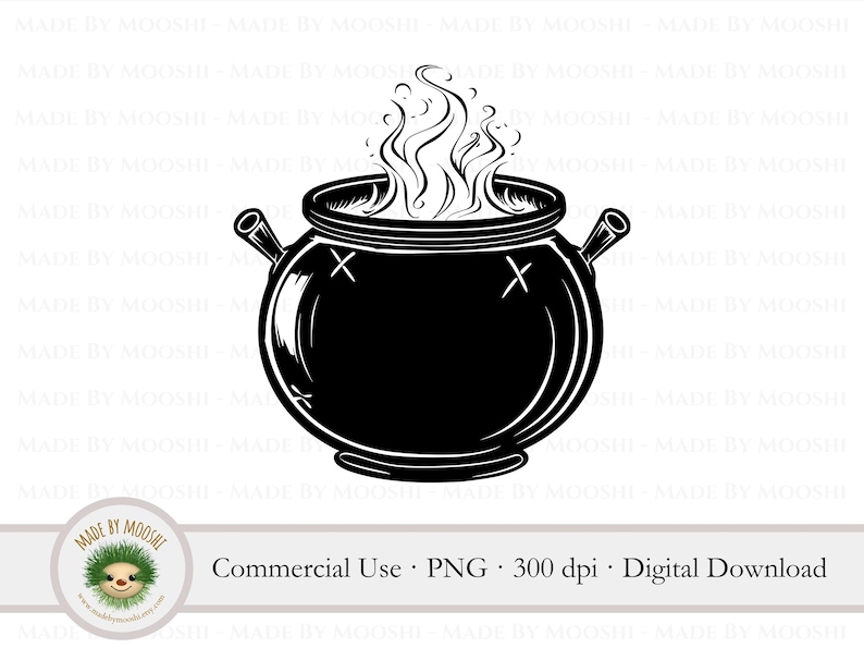 Witch's Cauldron Clipart, Simple Black Silhouette Bubbling Brewing Pot ...