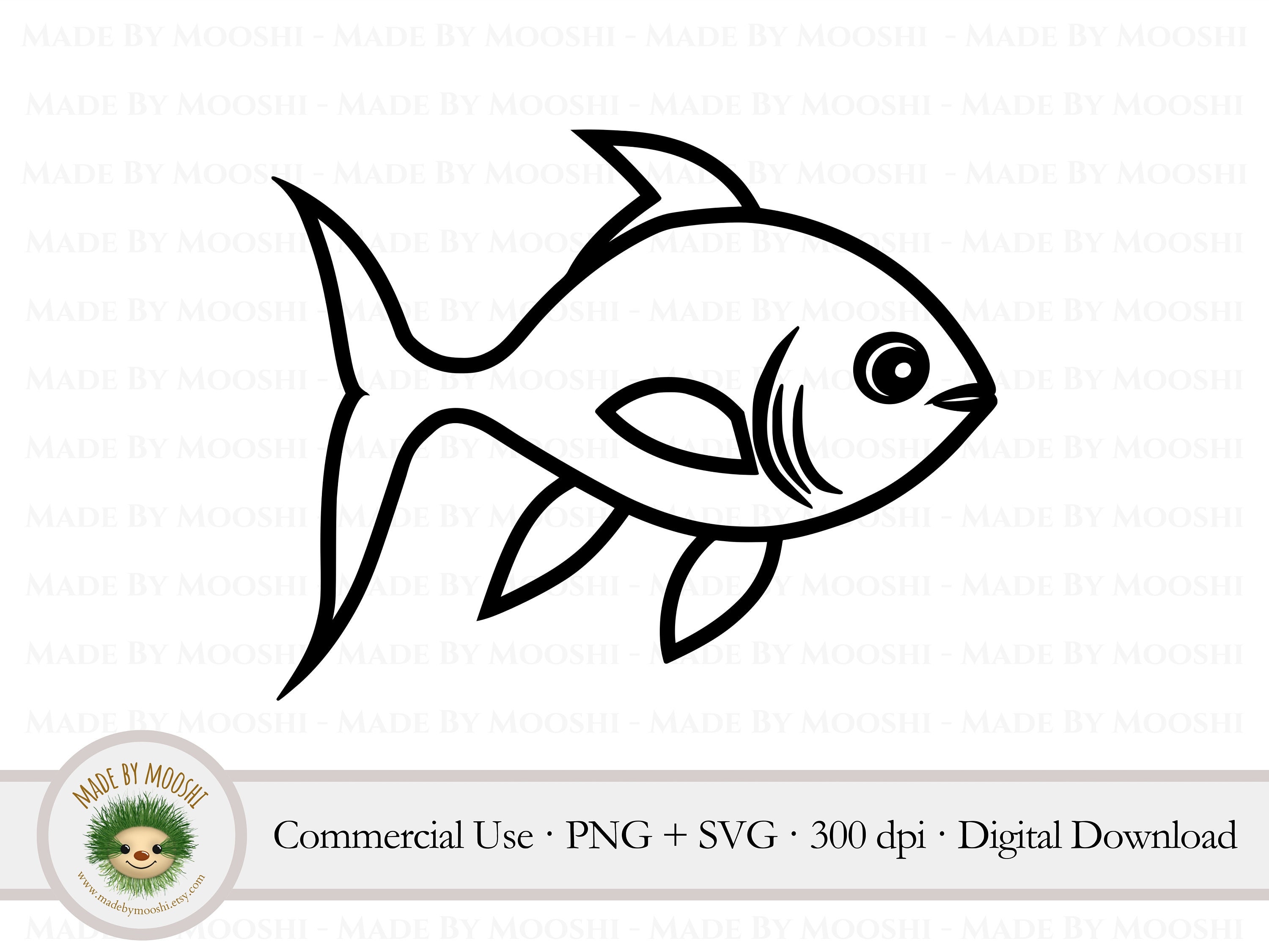 Fish Clipart, Simple Black Silhouette Outline Ocean Animal Pet Fish ...