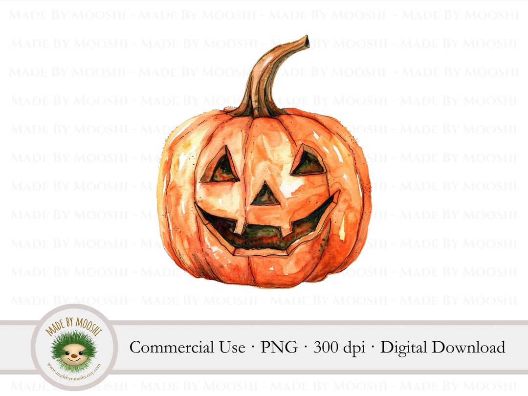 Jack O Lantern Watercolor Clipart, Cute Halloween Face Pumpkin ...
