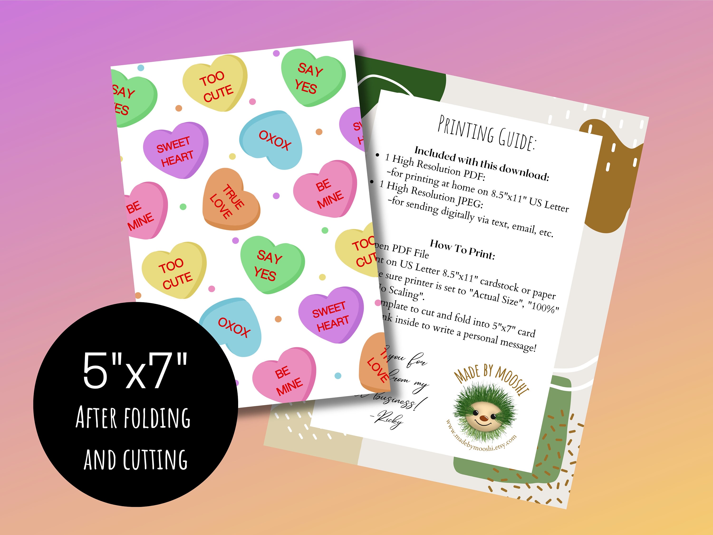 Printable Valentine's Day Candy Heart Card, Cute Sweetheart Message V ...
