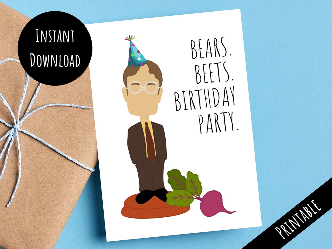 Printable the Office Dwight Schrute Bears Beets Happy Birthday Party ...