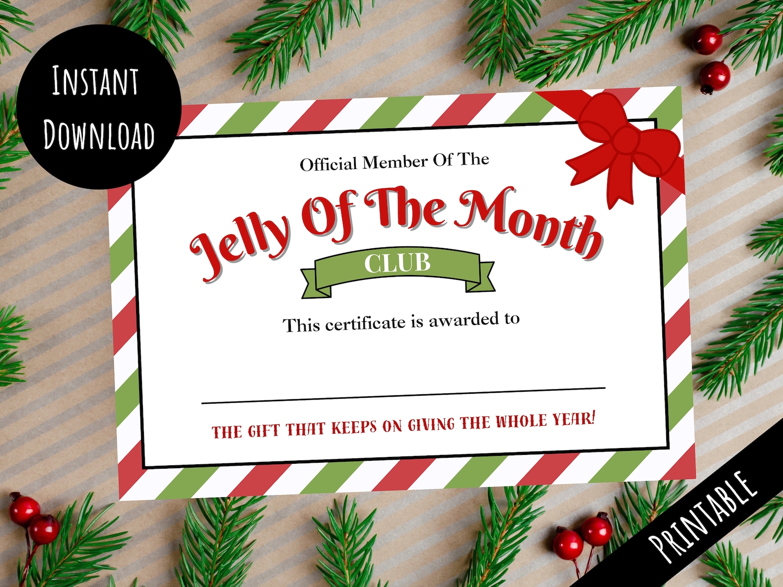 Printable Jelly of the Month Club Certificate, Funny Christmas Vacation ...