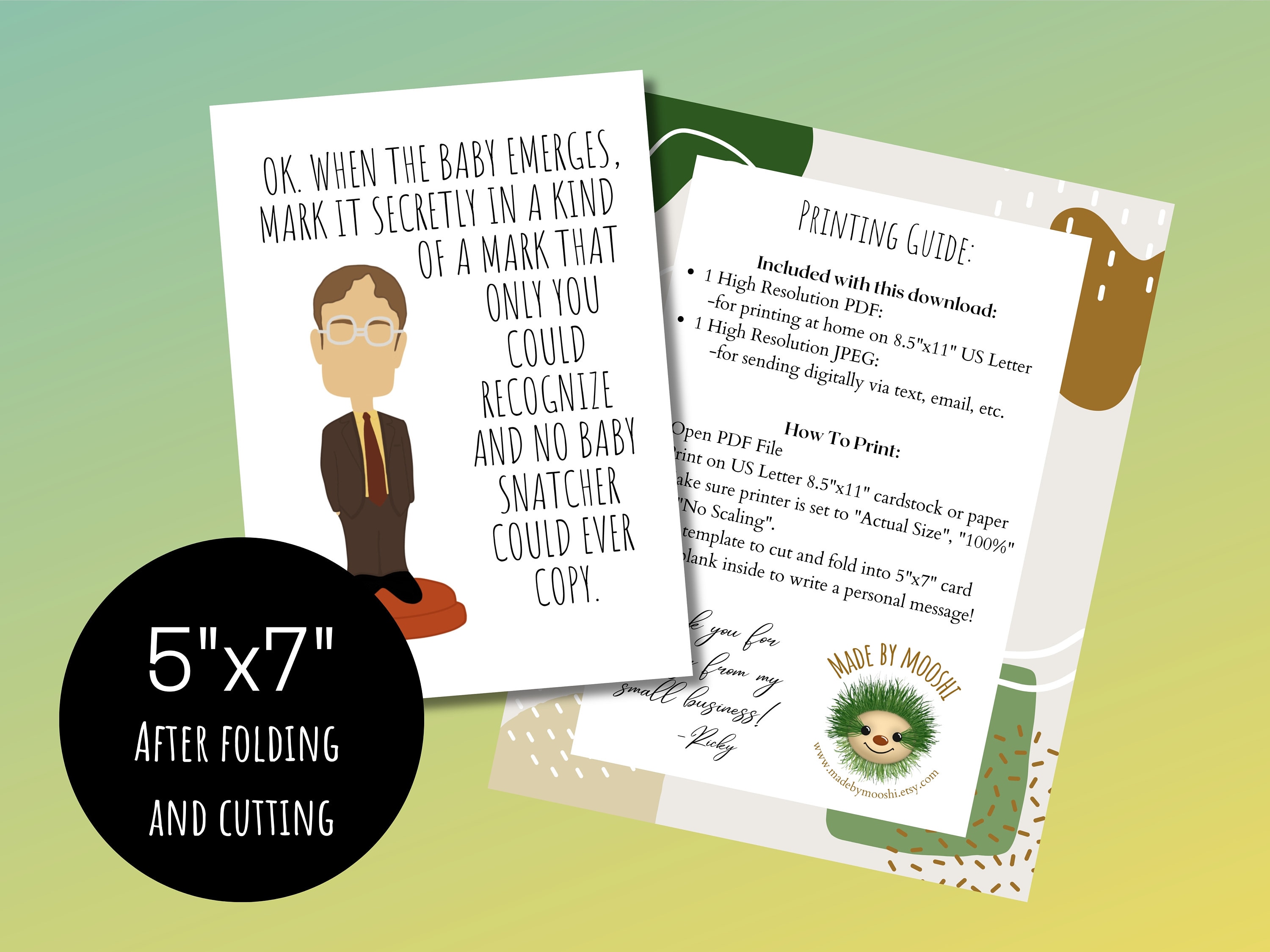 Printable the Office Dwight's Pregnancy Announcement Card, Funny Baby ...