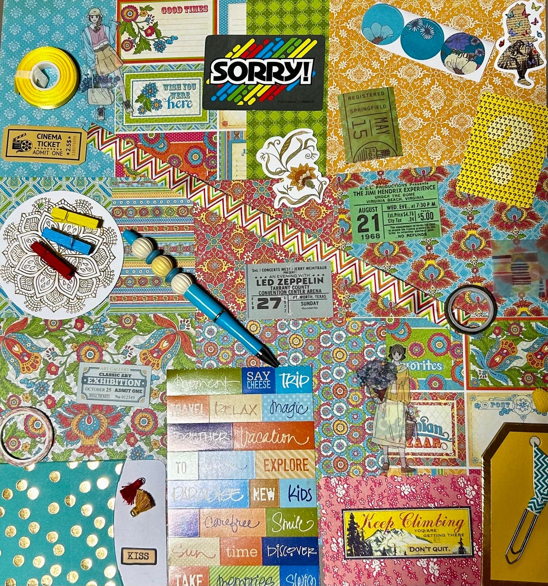 Bohemian Themed Paper Craft Ephemera Kit With Beaded Pen. Junk - Etsy