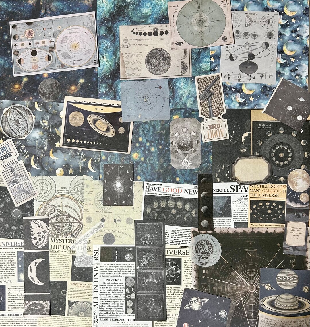 Space Theme Paper Craft Ephemera Kit. Scrapbooking. Cardmaking. Junk ...