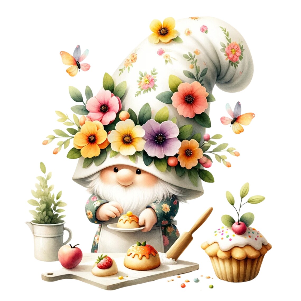 Spring Gnomes Clipart Bundle, 25 High Quality Pngs, Watercolor Clipart ...