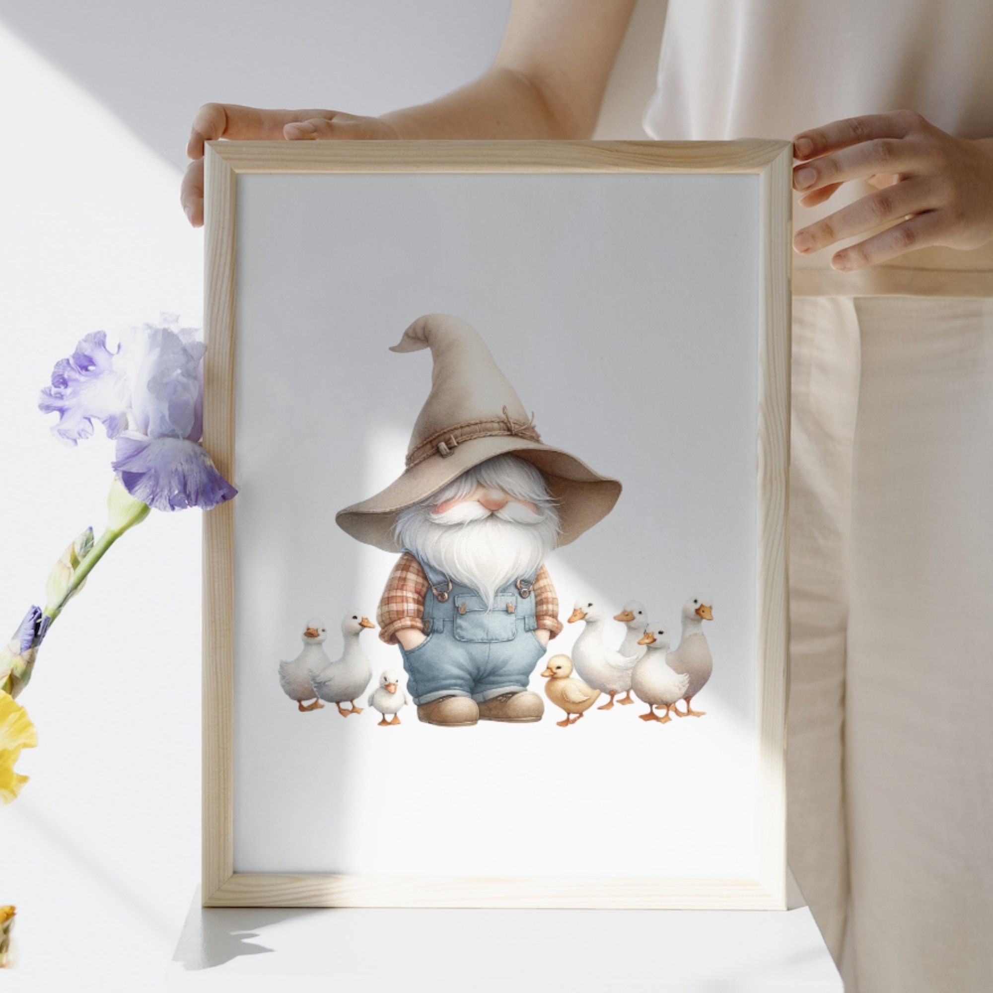 Watercolor Animal Farm Gnomes, Animal Farm Gnome Png, Farmer Gnomes ...