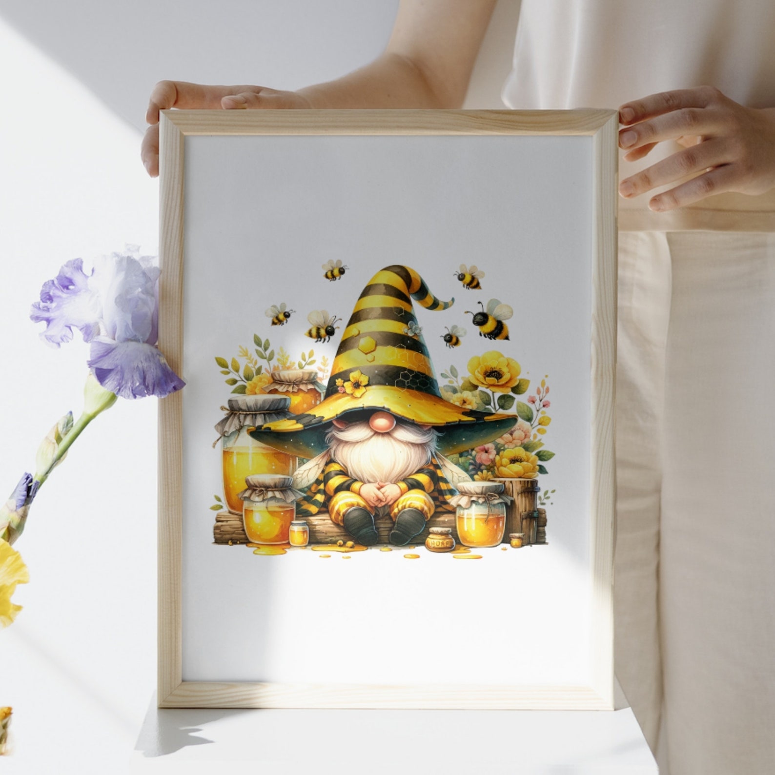 Watercolor Honey Bee Gnomes, Bee Gnome Png, Bumblebee Gnomes, Cute ...