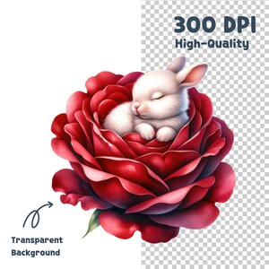 Watercolor Bunny With Flower Clipart Bundle | 20 High-quality Pngs ...