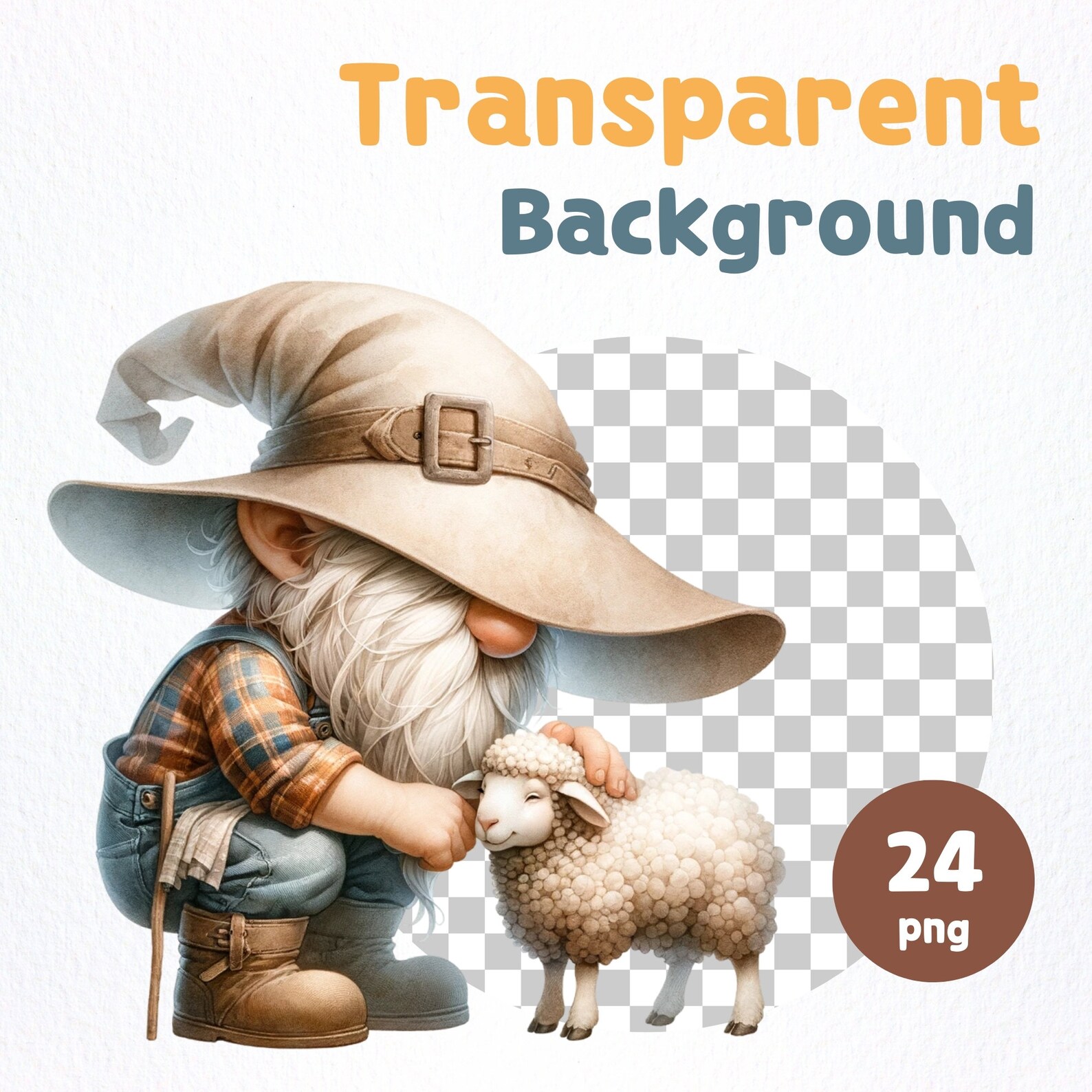 Watercolor Animal Farm Gnomes, Animal Farm Gnome Png, Farmer Gnomes ...