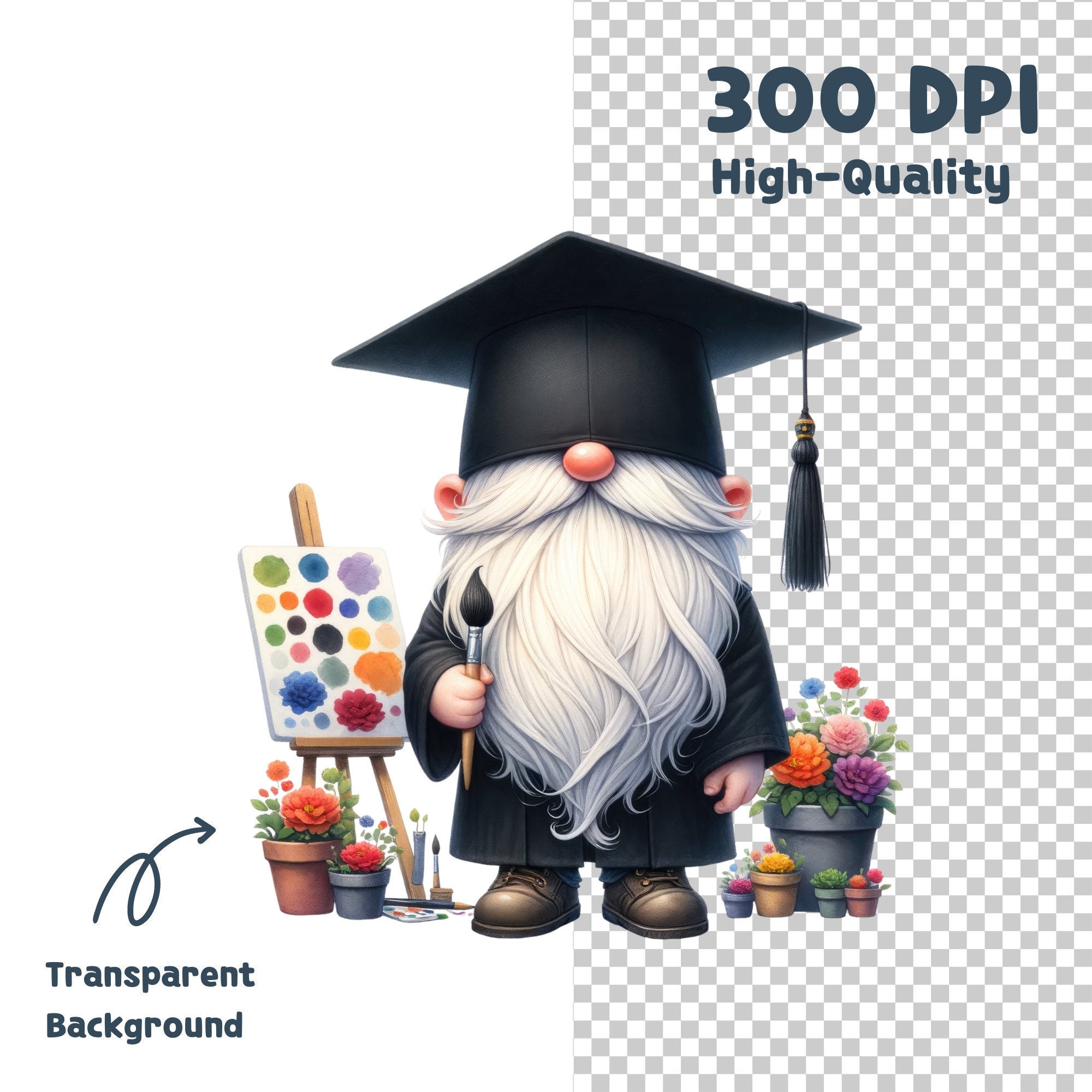 Watercolor Graduation Gnome Clipart PNG Bundle 20 High-quality Pngs ...